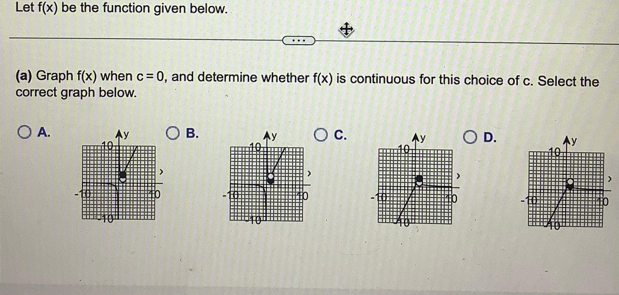 Solved Let f(x) be the function given below. f(x)={x12x+c | Chegg.com