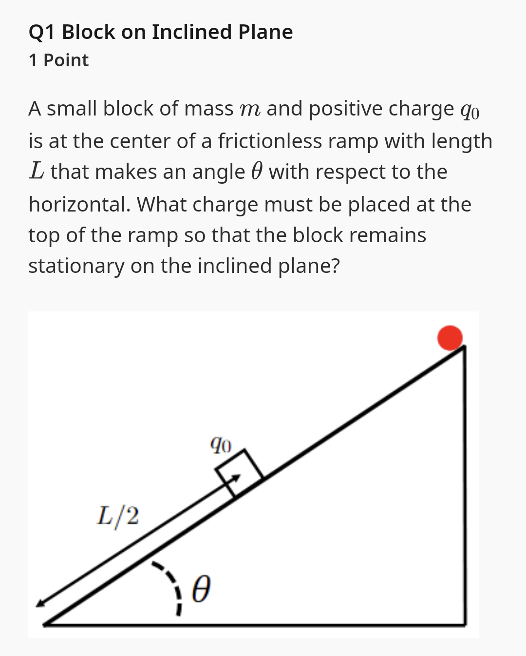Solved Q1 Block on Inclined Plane 1 Point A small block of | Chegg.com