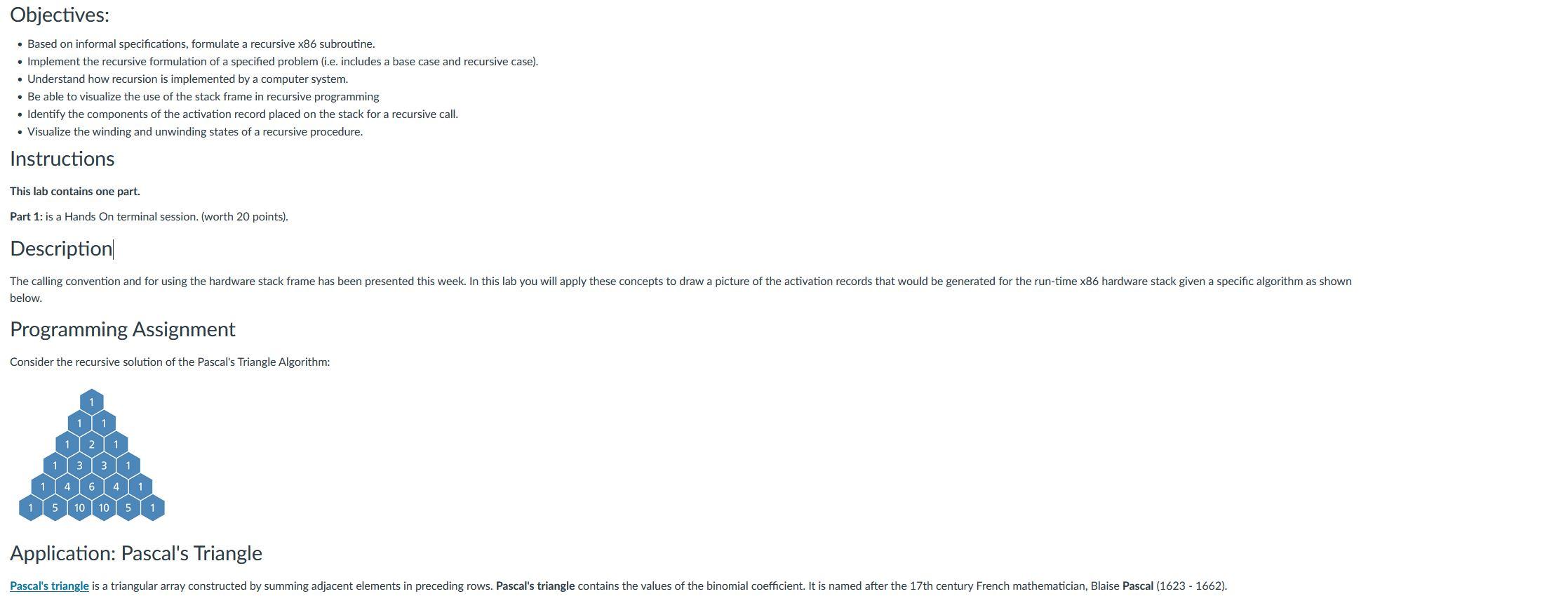 Solved Understand the Application Pascal's triangle is an | Chegg.com
