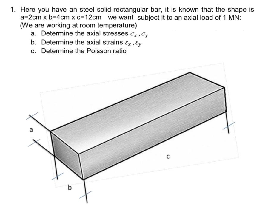 Solved 1. Here you have an steel solid-rectangular bar, it | Chegg.com