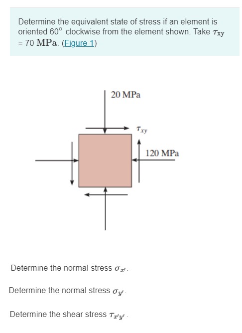 Solved Determine the equivalent state of stress if an | Chegg.com
