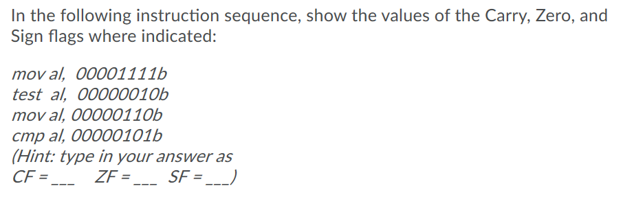 Solved In the following instruction sequence, show the | Chegg.com