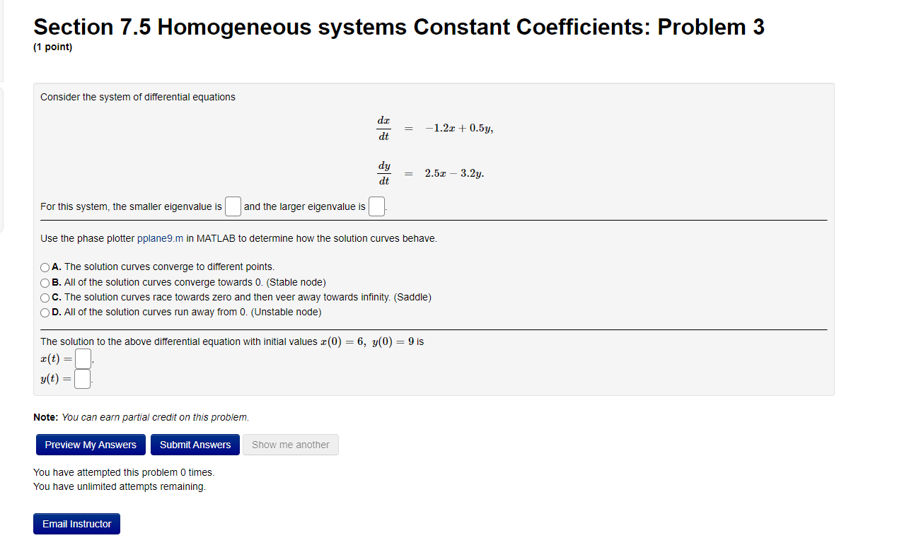 Solved Section 7.5 Homogeneous systems Constant | Chegg.com