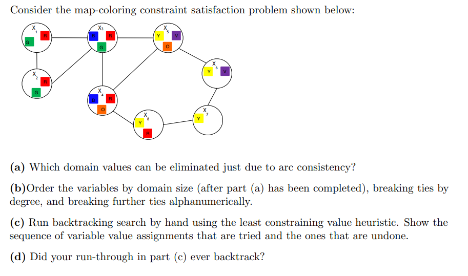 Consider The Map Coloring Constraint Satisfaction 