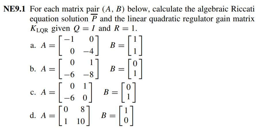 Solved Numerical Exercise NE9.1. Textbook: | Chegg.com