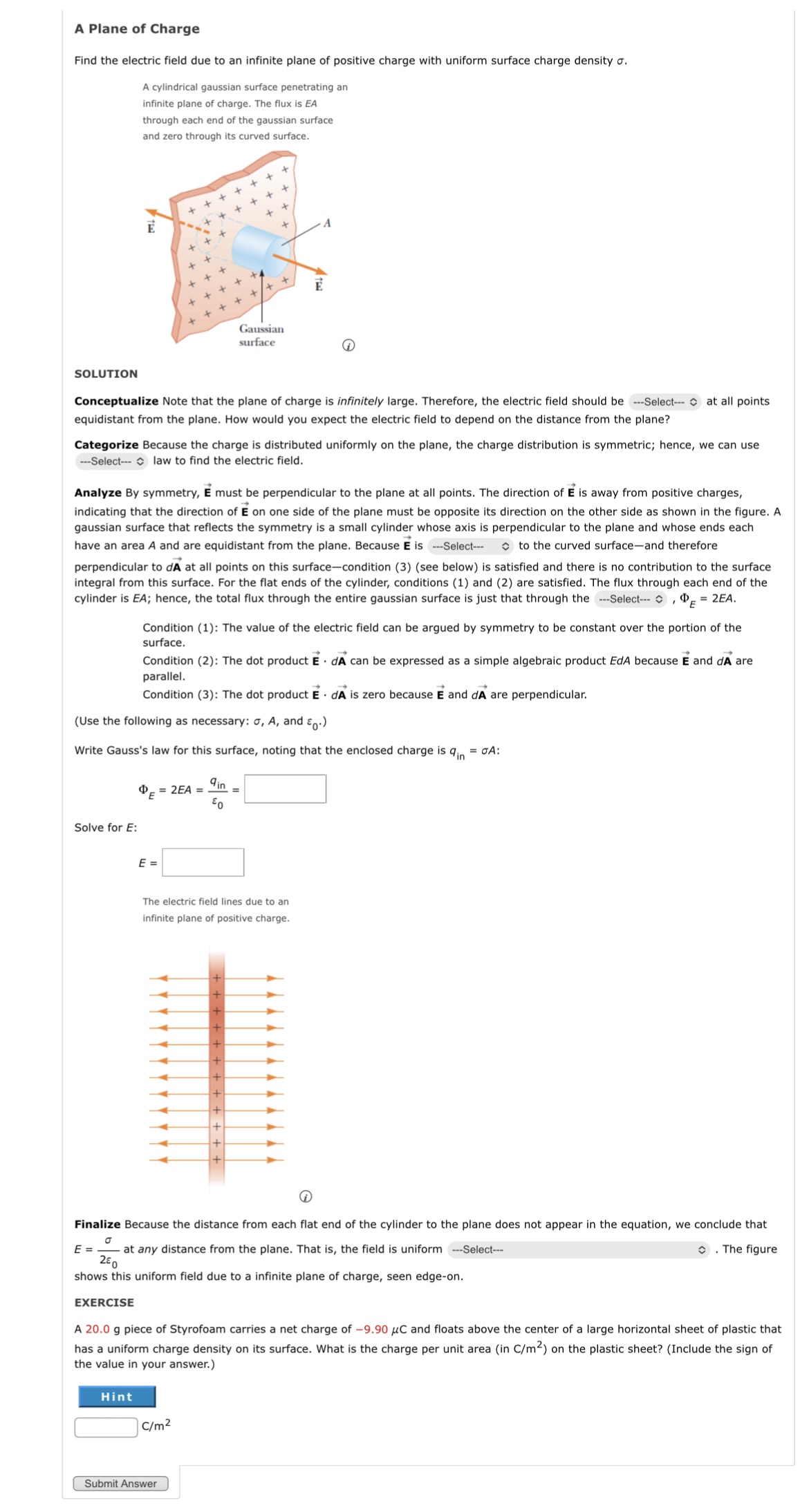 Solved A Plane of ChargeFind the electric field due to an | Chegg.com