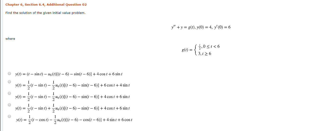 Solved Chapter 6, Section 6.4, Additional Question 02 Find | Chegg.com