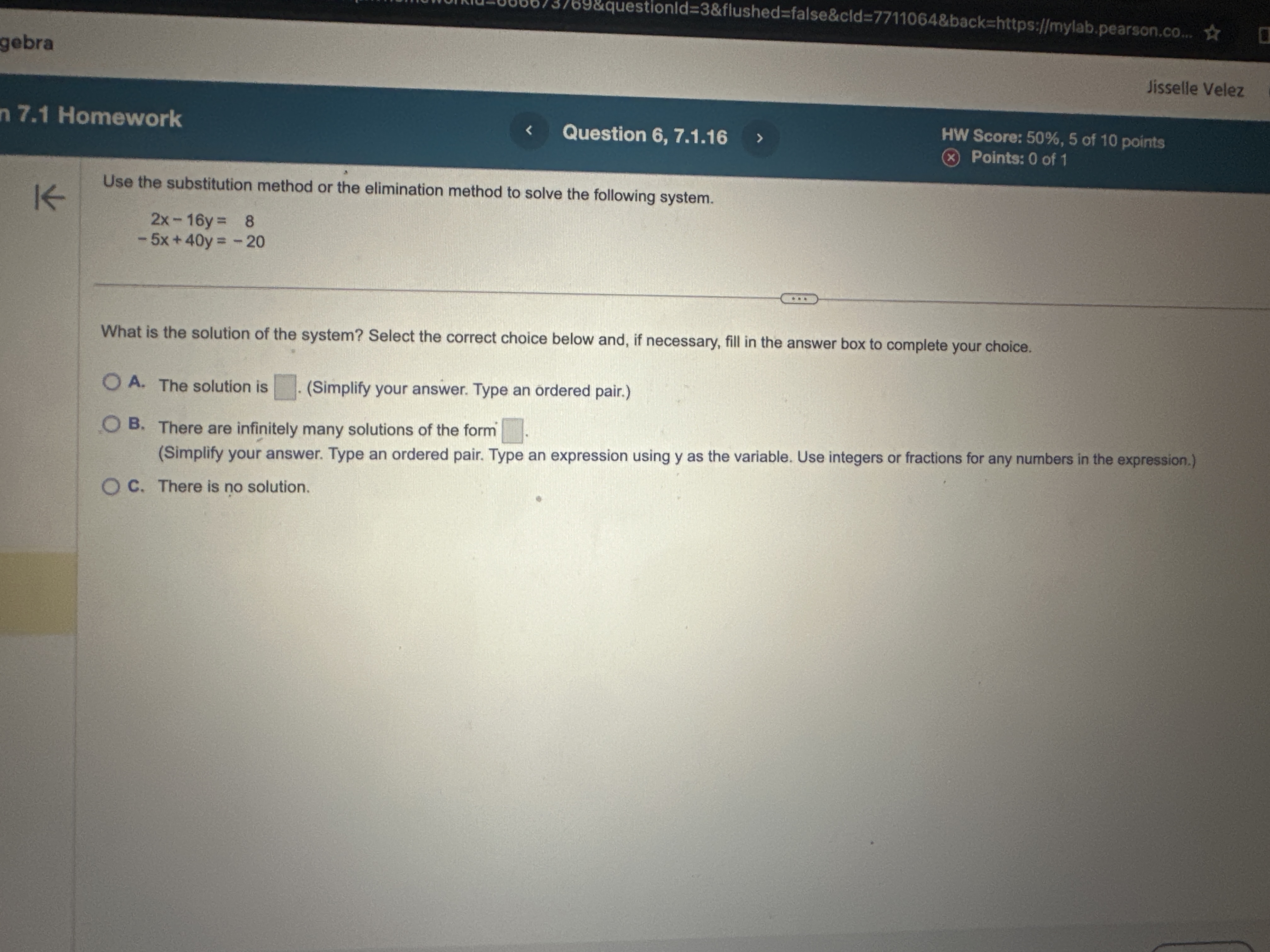 Use the substitution method or the elimination method | Chegg.com
