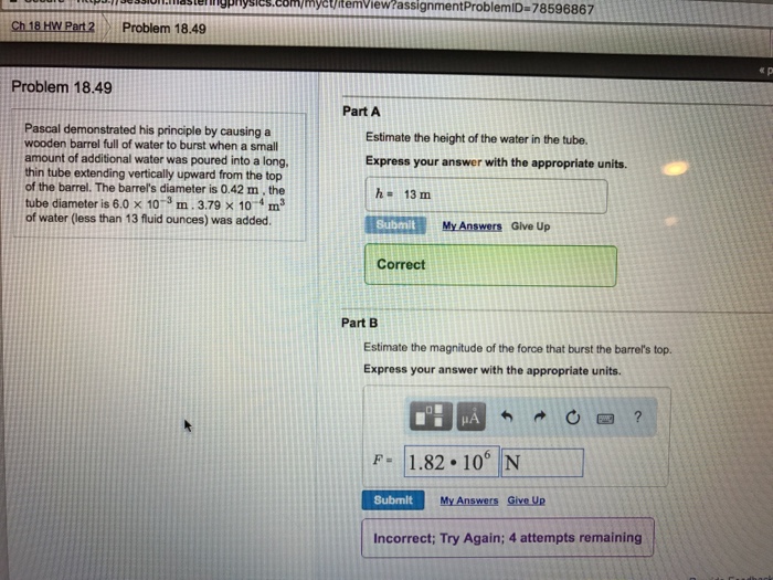 Solved Pascal demonstrated his principle by causing a wooden | Chegg.com