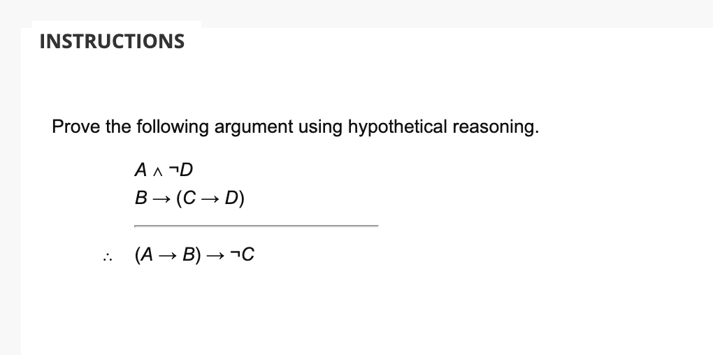 Solved INSTRUCTIONS Prove the following argument using | Chegg.com