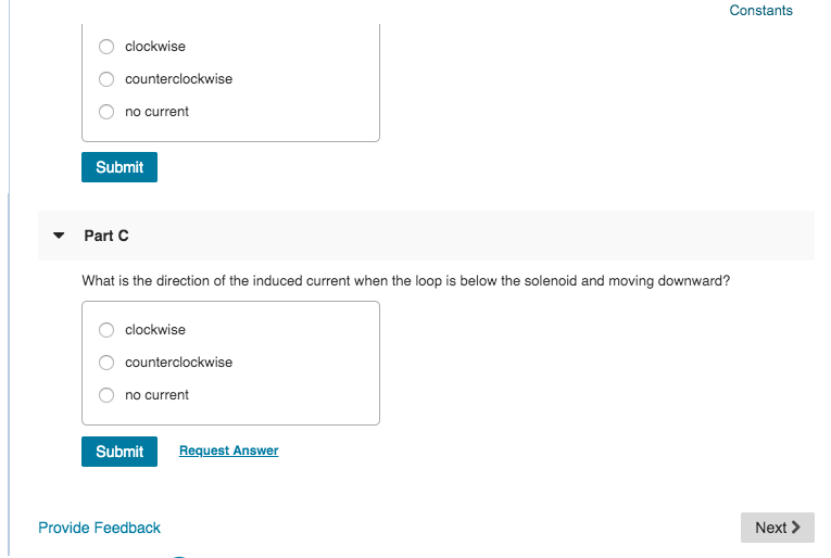 Solved Constants Part A A loop of wire is initially held | Chegg.com