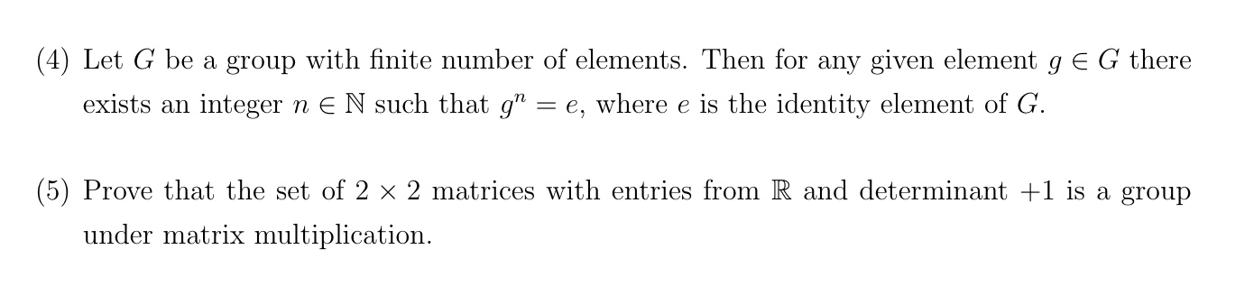 Solved (4) ﻿Let G ﻿be a group with finite number of | Chegg.com
