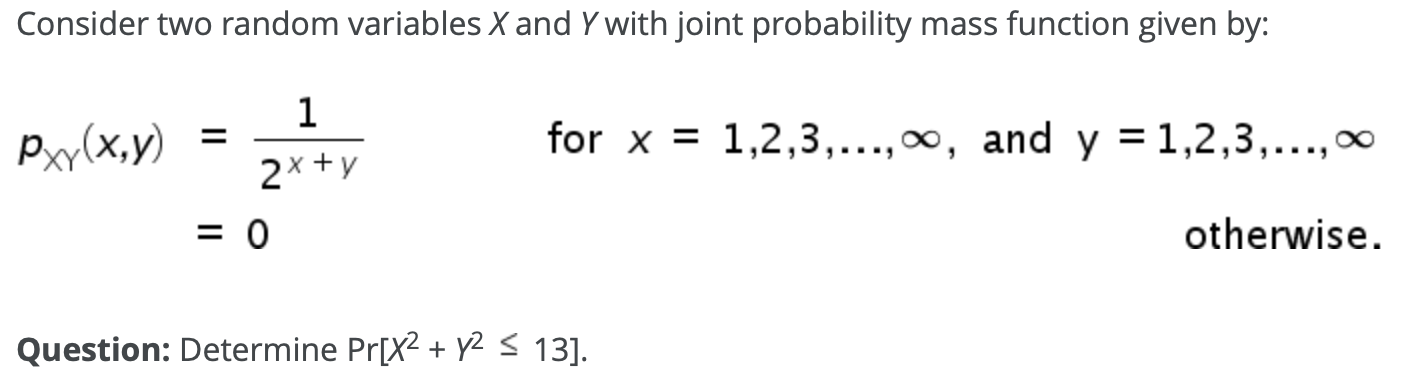 Solved Consider two random variables X and Y with joint | Chegg.com
