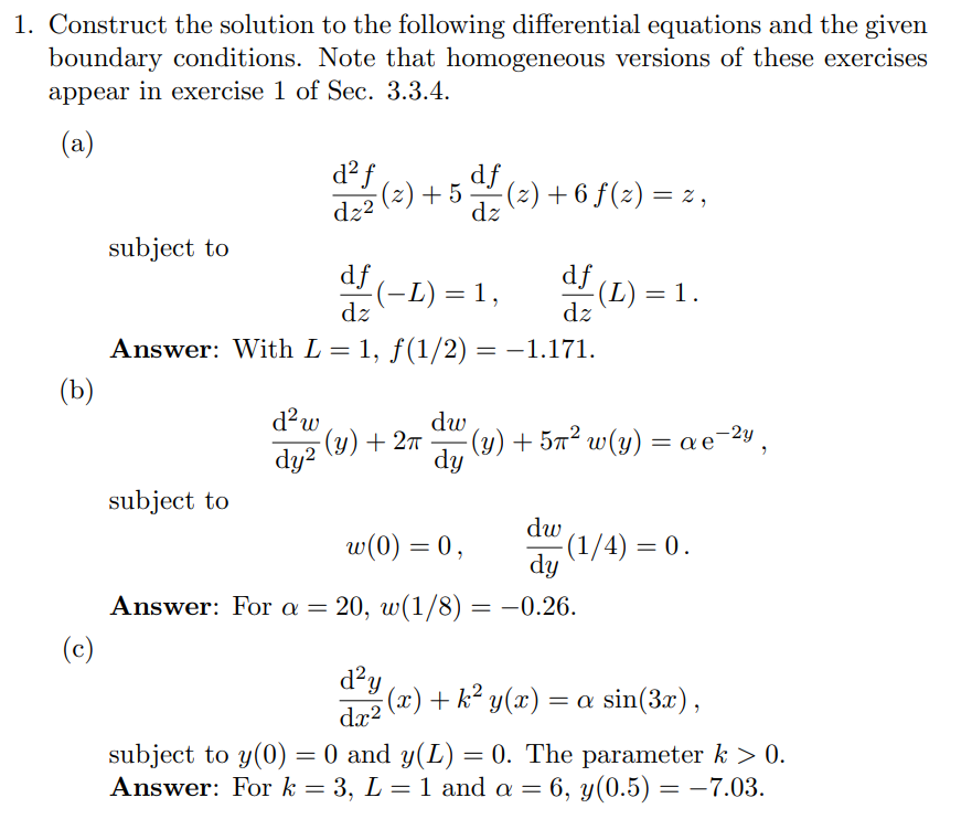 Construct the solution to the following differential | Chegg.com