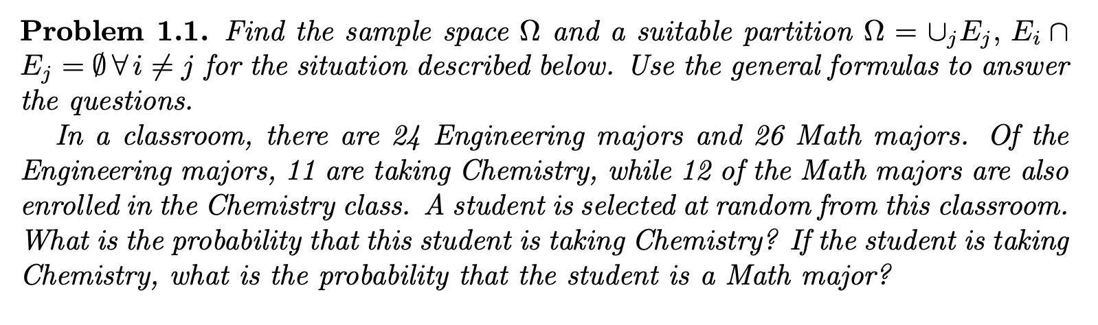 Solved Find the sample space Ω and a suitable partition Ω = | Chegg.com