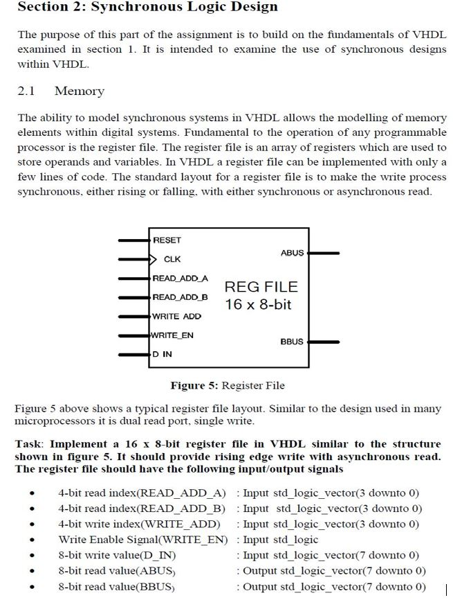 Solved Section 2: Synchronous Logic Design The purpose of | Chegg.com