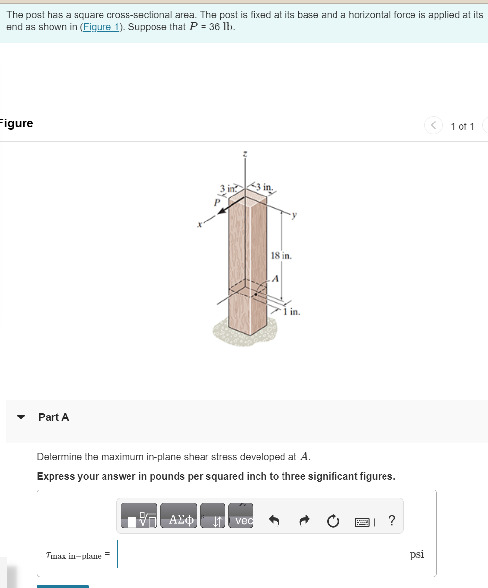 Solved The post has a square cross-sectional area. The post | Chegg.com