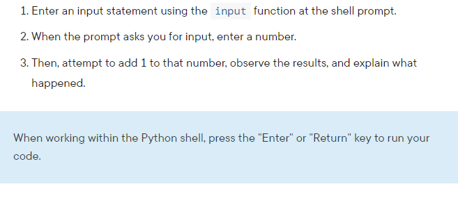 Solved 1. Enter an input statement using the function at the | Chegg.com