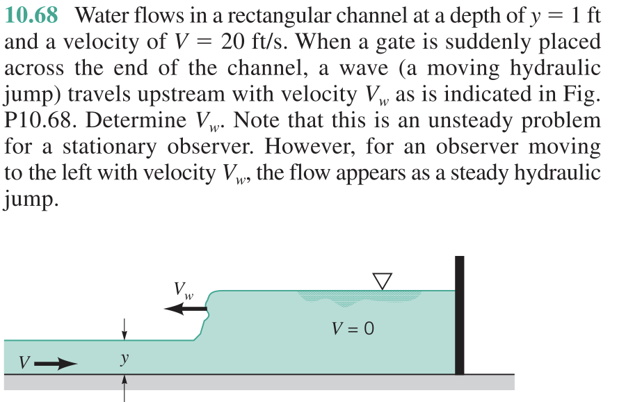 Solved 10.68 Water flows in a rectangular channel at a depth | Chegg.com
