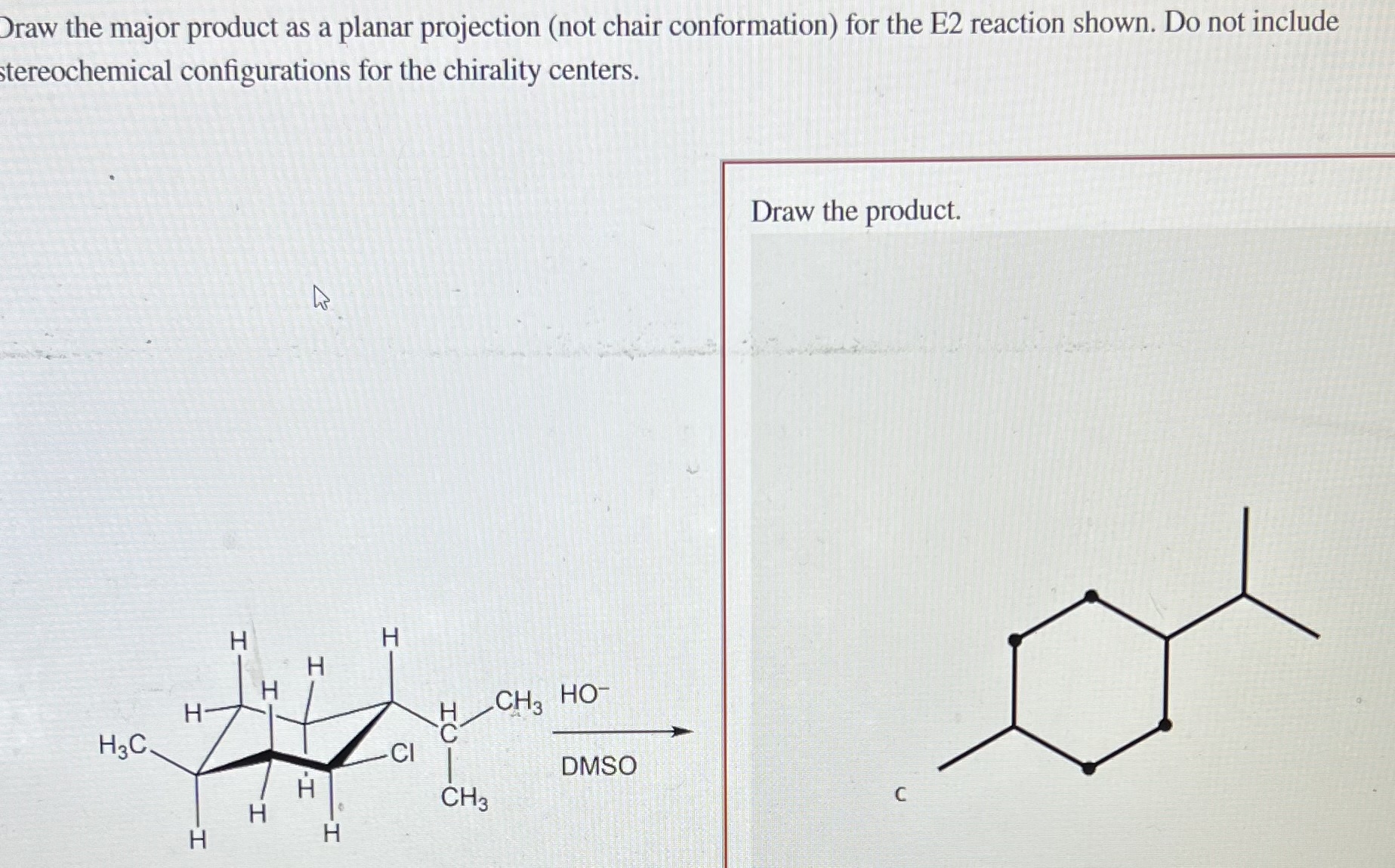 Solved Draw the major product as a planar projection (not | Chegg.com