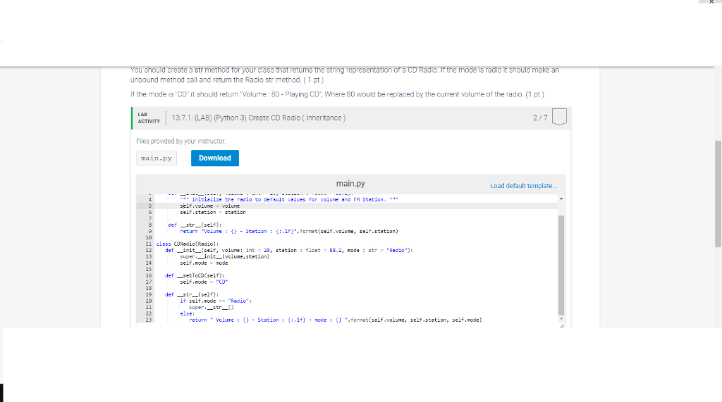 13.7 (LAB) (Python 3) Create CD Radio (Inheritance) | Chegg.com