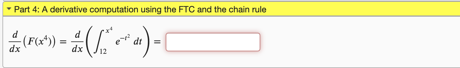 Solved Part 4: A derivative computation using the FTC and | Chegg.com