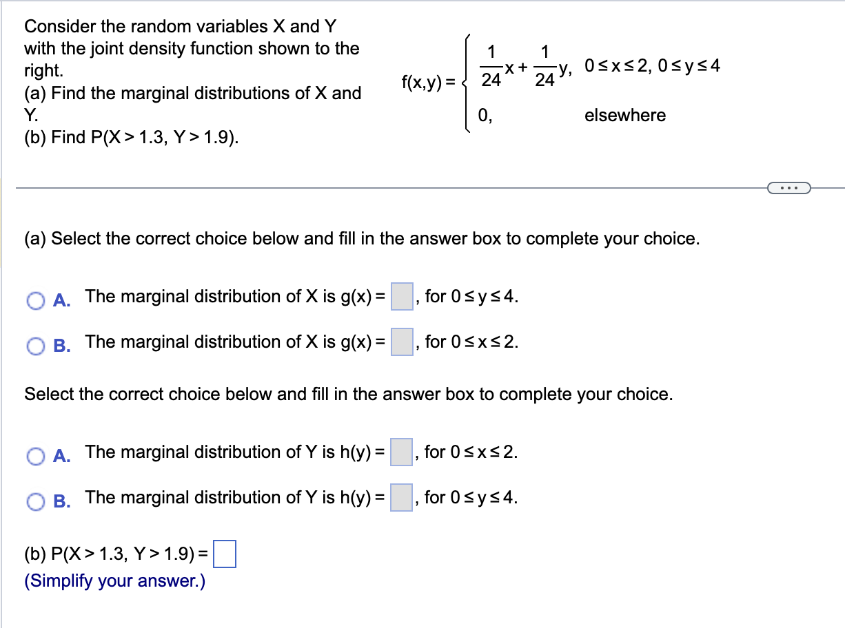 Solved Consider the random variables X and Y with the joint | Chegg.com