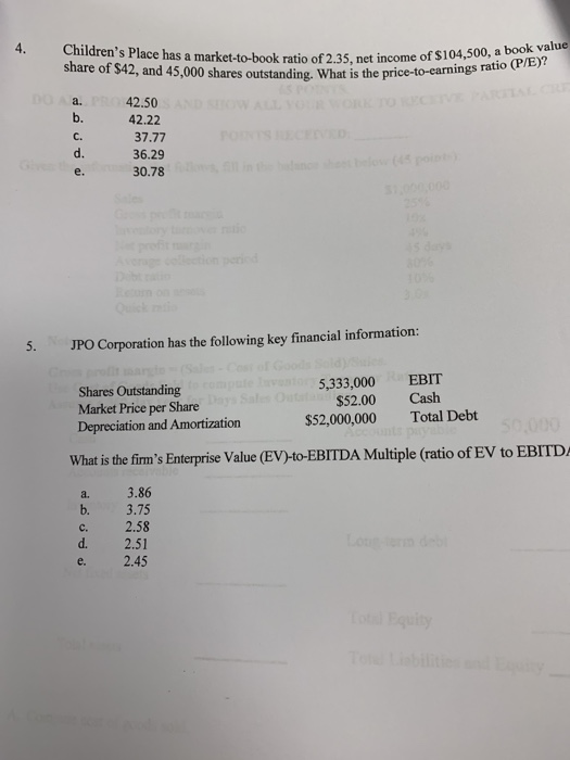 Solved PART2 MULTIPLE CHOICE PROBLEMS 25 POINTS (5 POINTS | Chegg.com