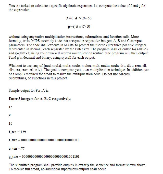 Solved You are tasked to calculate a specific algebraic | Chegg.com