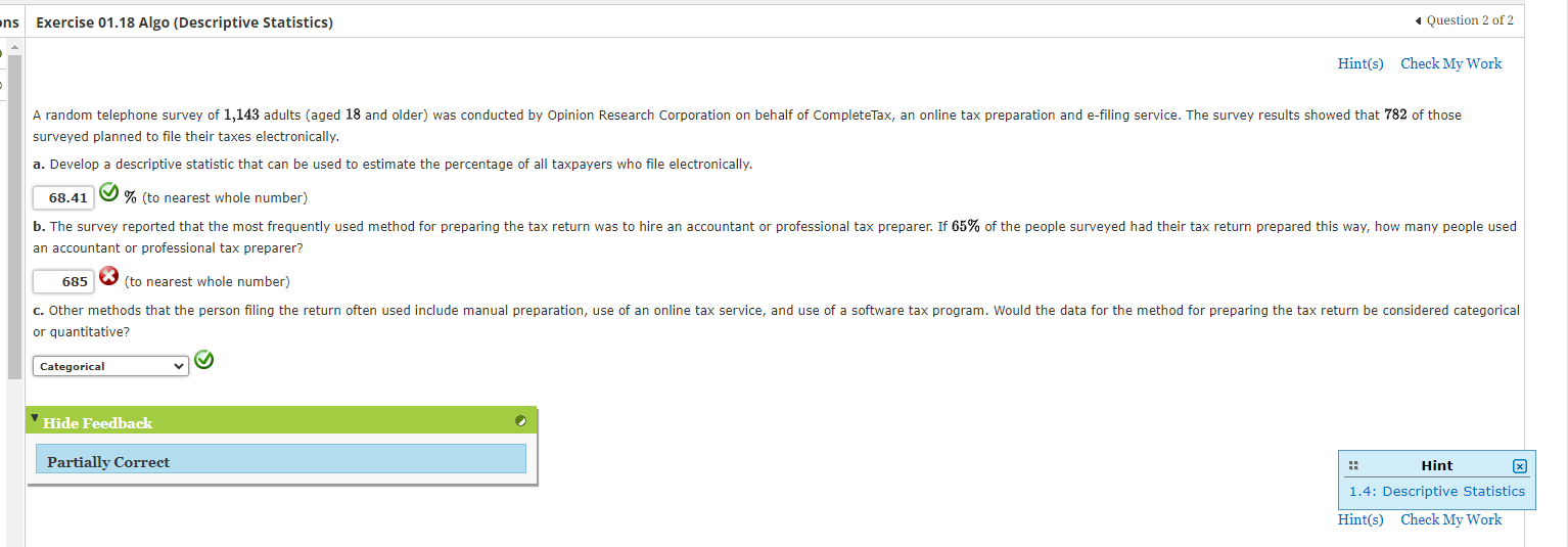 Solved Exercise 01.18 ﻿Algo (Descriptive Statistics)surveyed | Chegg.com
