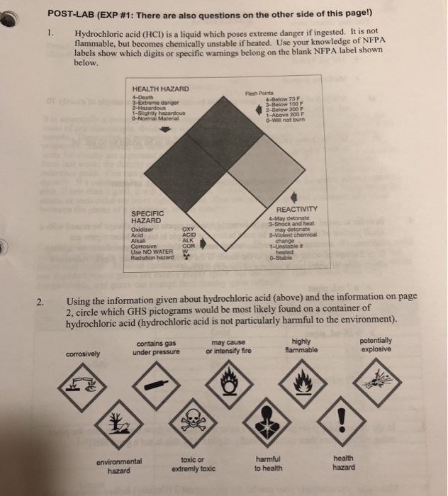 Solved POST-LAB (EXP #1: There are also questions on the | Chegg.com