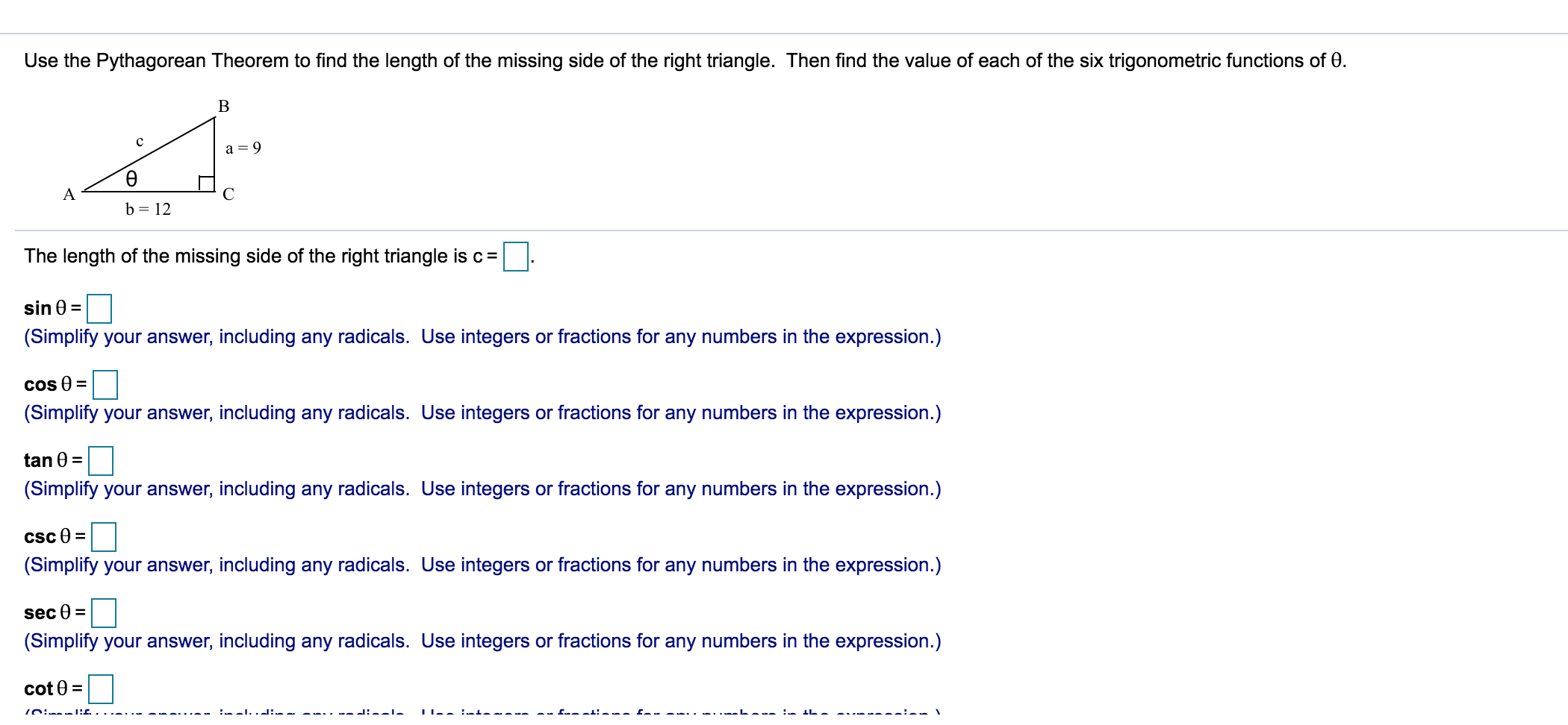Solved Use the Pythagorean Theorem to find the length of the | Chegg.com