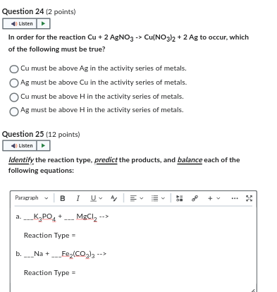 Solved Aluminum chloride and bubbles of hydrogen gas are | Chegg.com