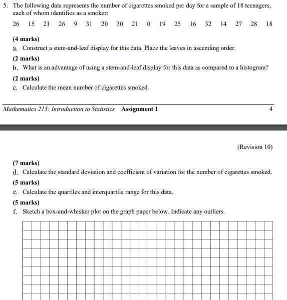 Solved 26 14 27 28 18 5. The following data represents the | Chegg.com