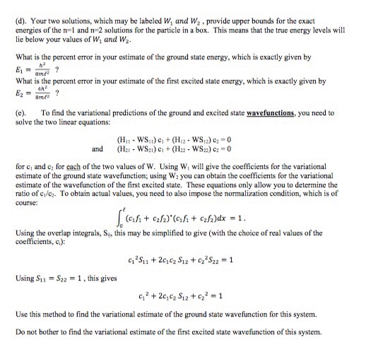 Solved 2. To illustrate the linear variational method, | Chegg.com