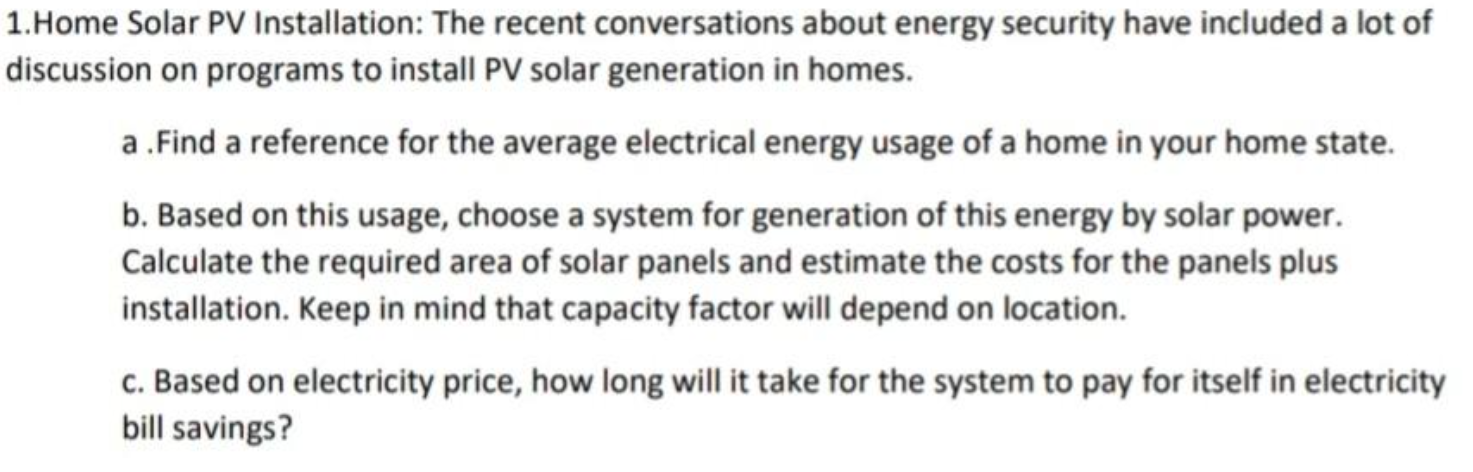 Solved Home Solar PV Installation: The recent conversations | Chegg.com