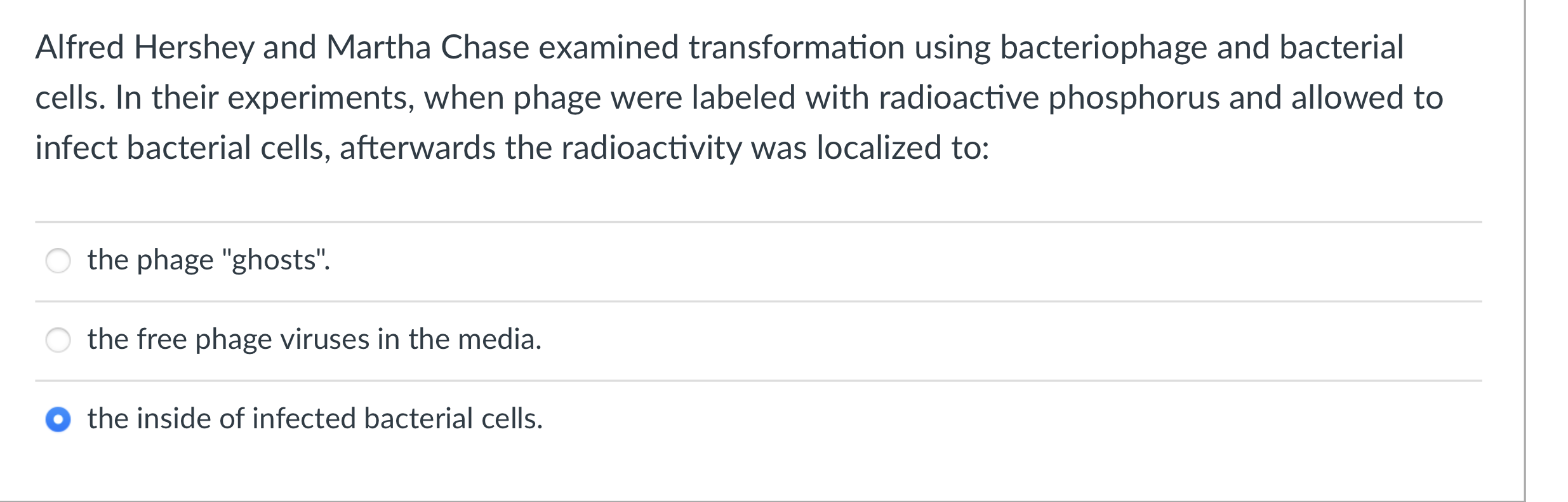 Solved Alfred Hershey and Martha Chase examined | Chegg.com