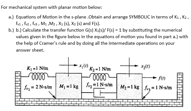 Solved For mechanical system with planar motion below: a.) | Chegg.com