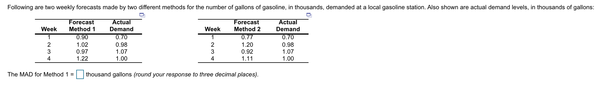 Solved Following are two weekly forecasts made by two | Chegg.com