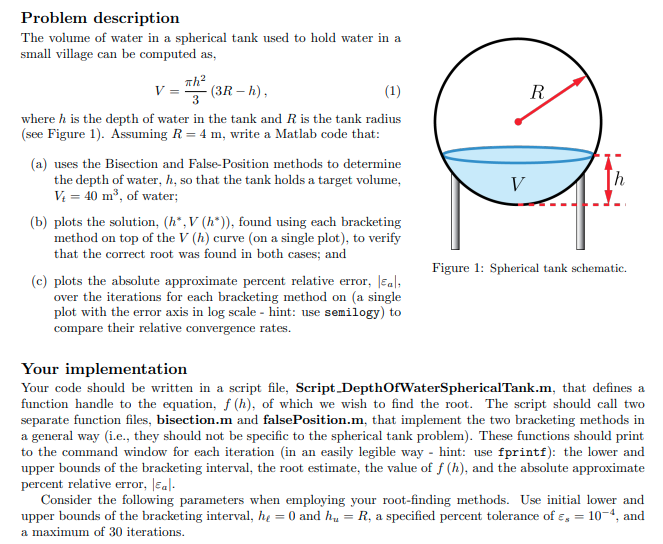 Solved Problem description The volume of water in a | Chegg.com