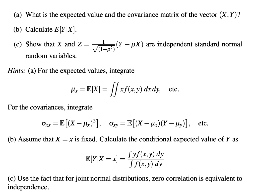 Solved Let X and Y have the bivariate normal density | Chegg.com