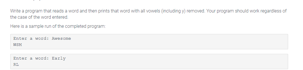Solved Language - Python Remove Vowels Write a program that | Chegg.com Solved Language - Python Remove Vowels Write a program that | Chegg.com