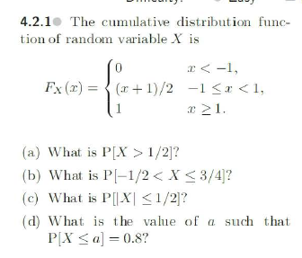 Solved DO 4.2.1 The cumulative distribution func- tion of | Chegg.com