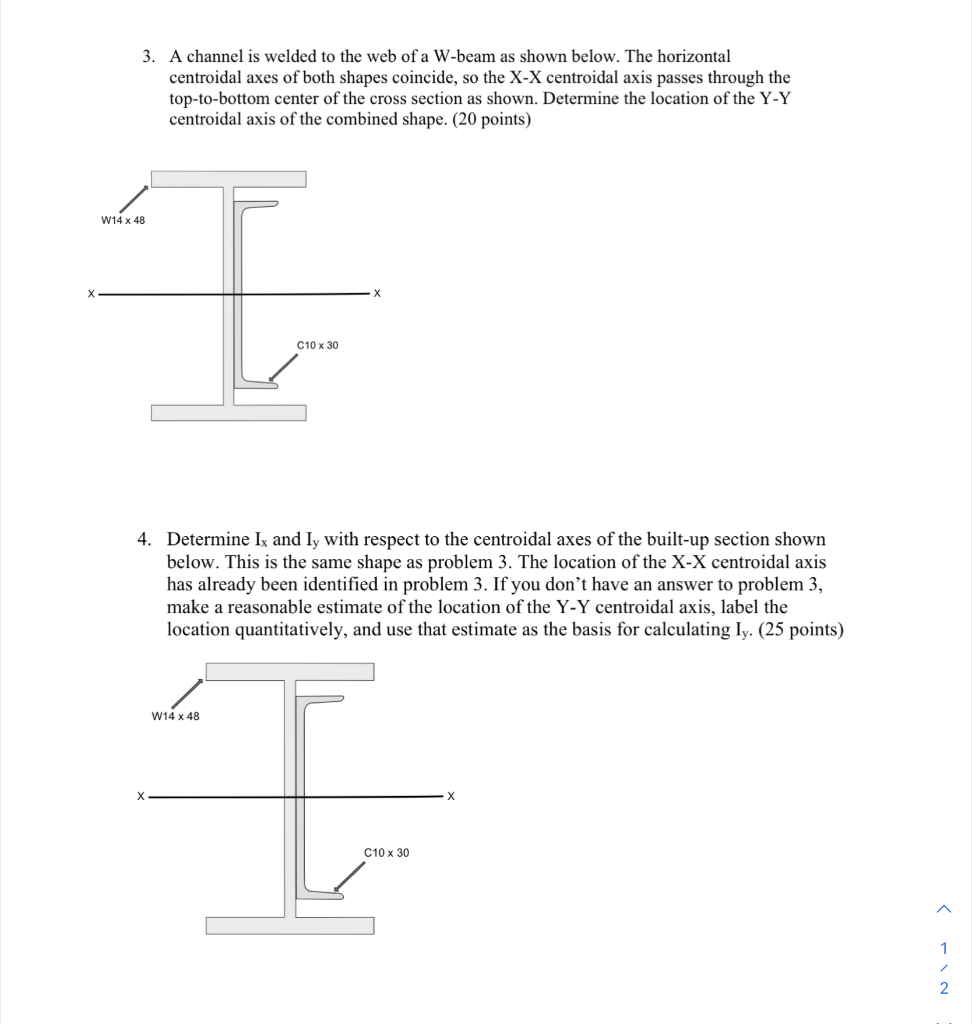 Solved 3. A channel is welded to the web of a W-beam as | Chegg.com