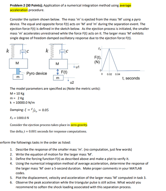 Problem 2 ( 30 Points); Application of a numerical | Chegg.com