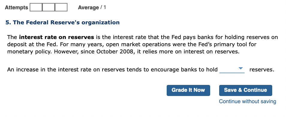 Solved 5. The Federal Reserve's organization The interest | Chegg.com