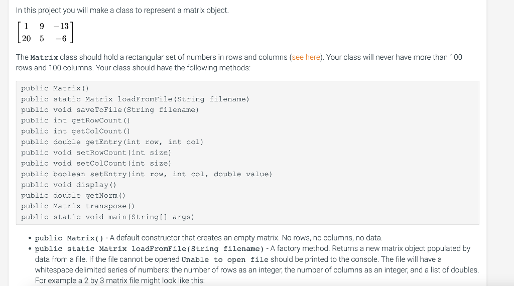 Solved In this project you will make a class to represent a | Chegg.com