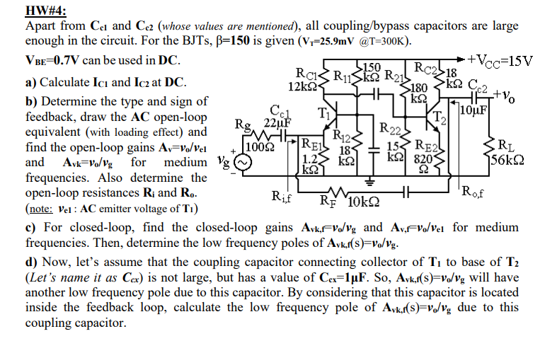 Solved HW\#4: Apart from Cc1 and Cc2 (whose values are | Chegg.com