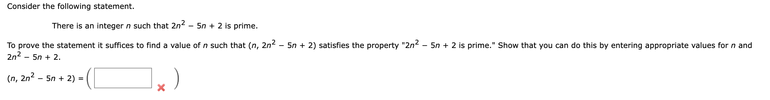 Solved Consider the following statement. There is an integer | Chegg.com