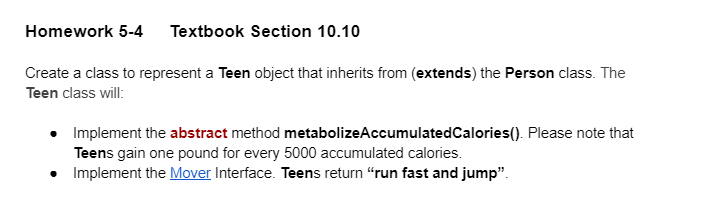 Solved Implement Abstract method to my code, add onto it I | Chegg.com